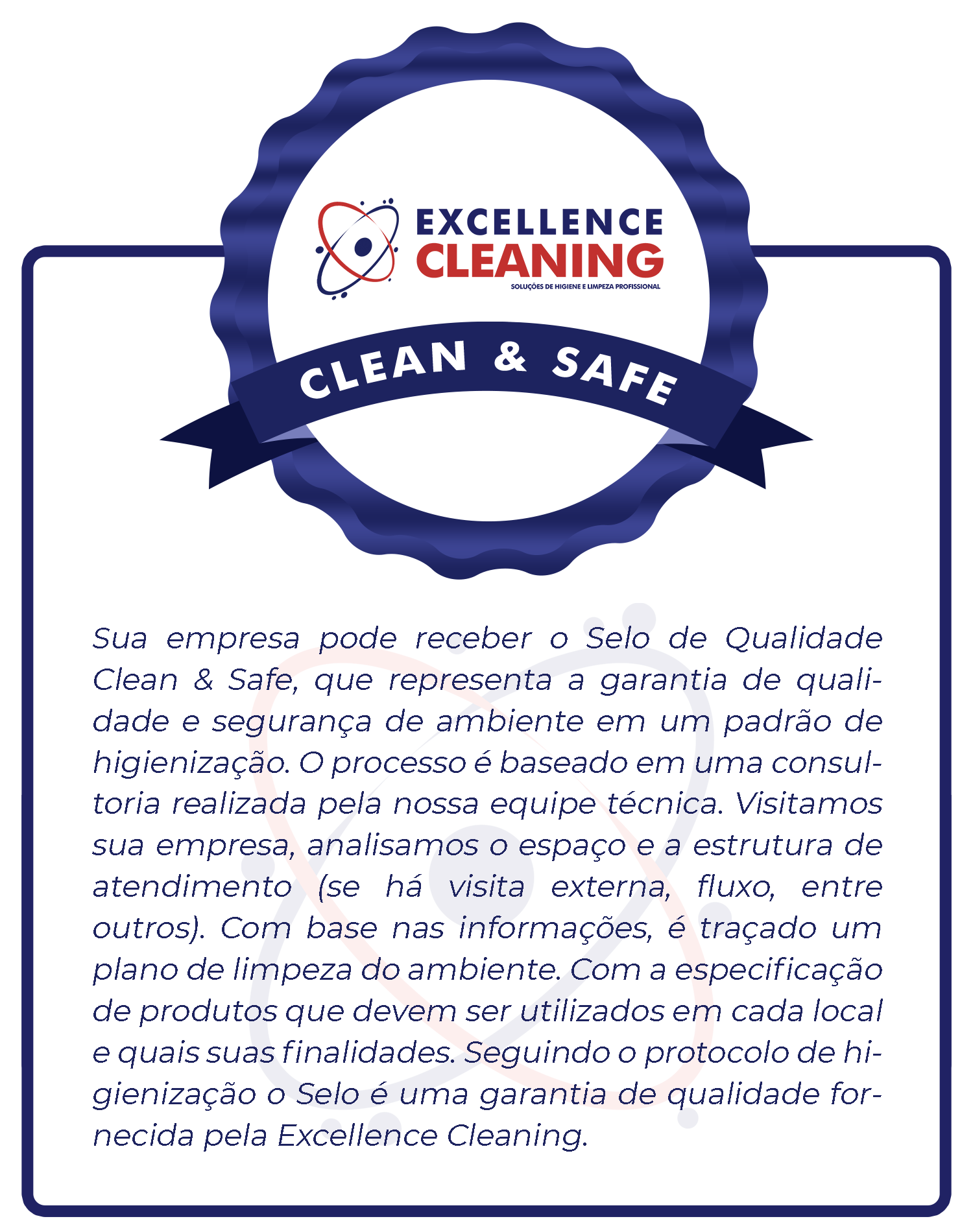 Selo de Qualidade Clean & Safe - Excellence Cleaning